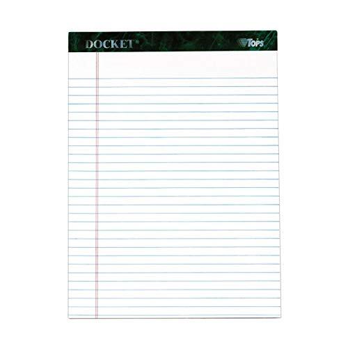 TOPS Docket Writing Pads, 8-1/2" x 11-3/4", Legal Rule, White Paper, 50 ...