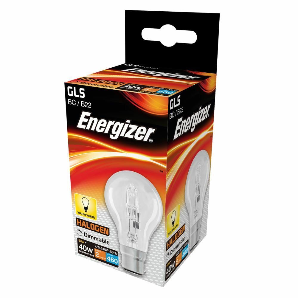 ENERGIZER 40W 60W 100 WATT GLS LED HALOGEN BULB BAYONET SCREW BC/ B22 ...