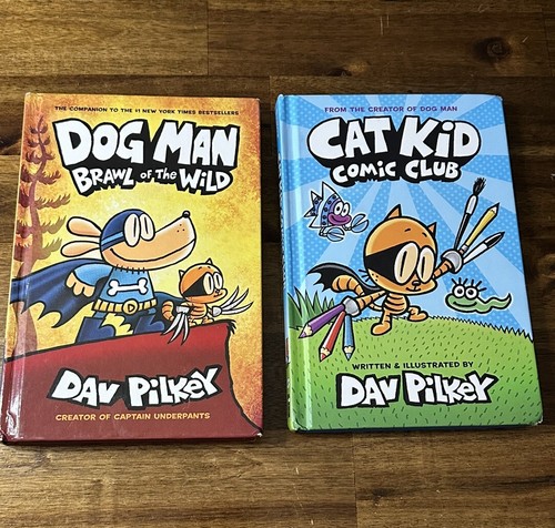 Dav Pilkey Dog Man Cat Kid Comic Club 2 Book Hardcover Lot Kids Books ...