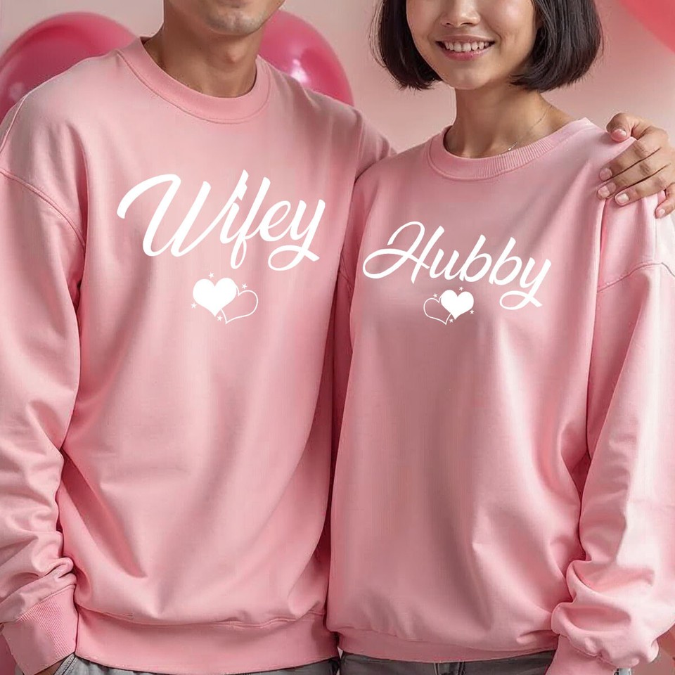 Couples Valentines Day Outfit Ideas Matching Wifey Hubby Sweatshirt ...