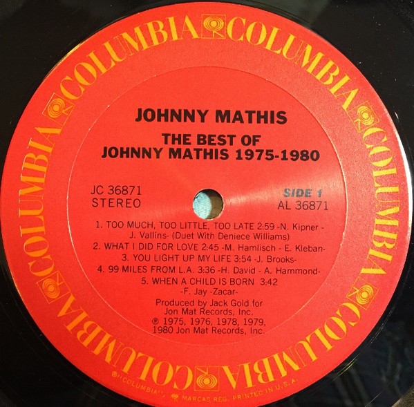 Johnny Mathis - The Best Of Johnny Mathis: 1975-1980 (LP) (Near Mint ...