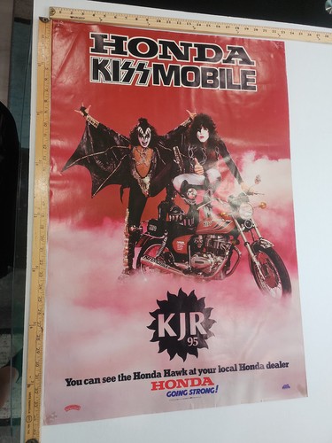Vintage 1979 Aucoin KISS Kissmobile Rock Band Radio Honda Hawk Poster ...