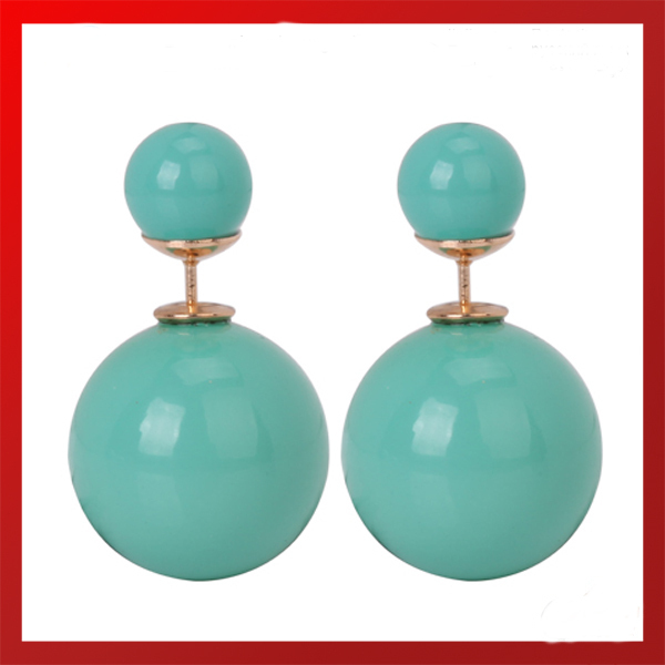 Doppel zwei Perlen Ohrringe Shamballa Strass Kristall Gold Silber ...