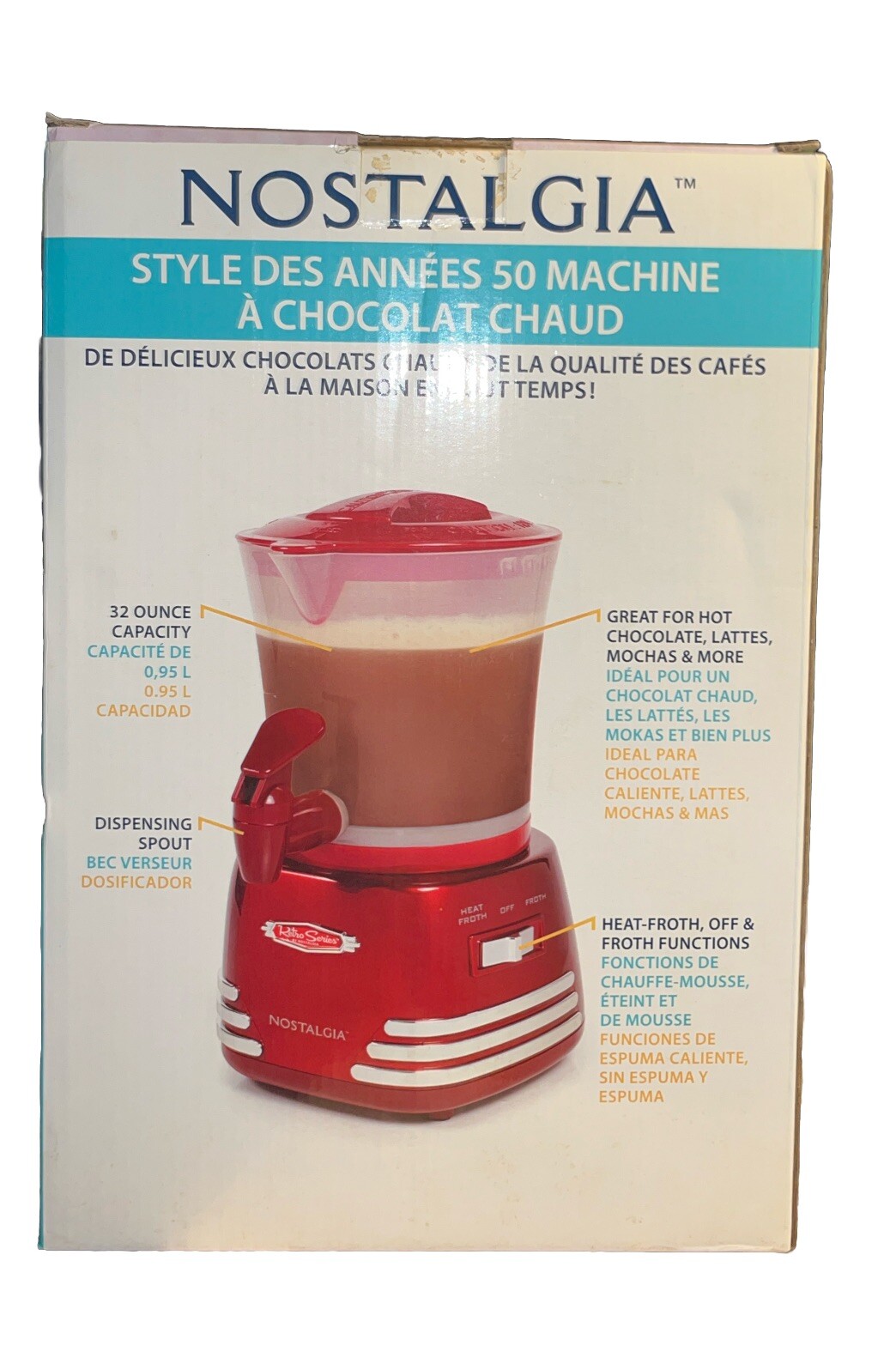 Nostalgia 50s Style Retro 32-ounce Hot Chocolate Maker Red Spout Froth ...