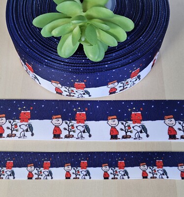 7/8 & 1.5" (1 YD) Charlie Brown Christmas Grosgrain Ribbon Snoopy ...