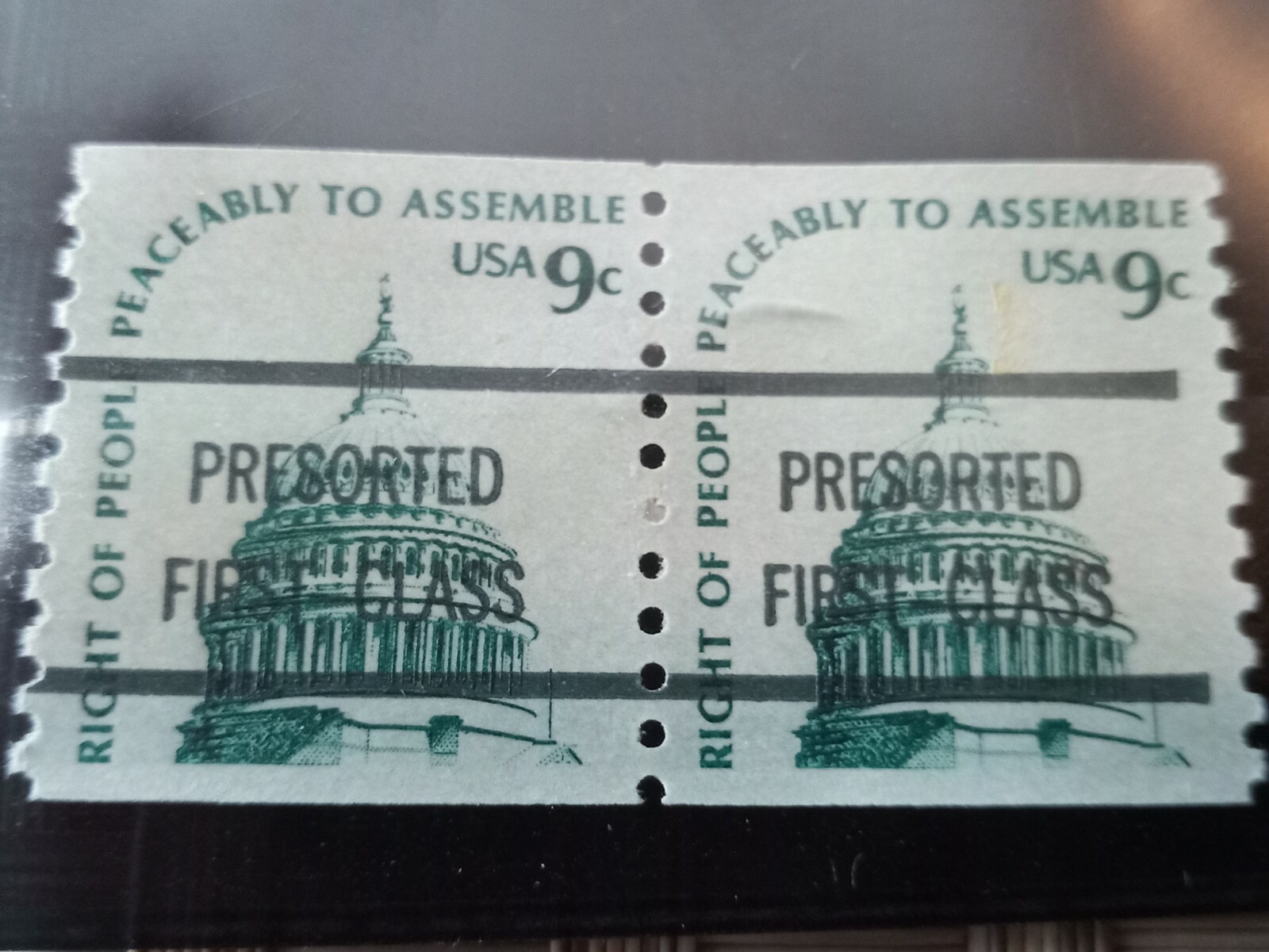 1616b - 9c U.S. Stamp "Presorted First Class" Precancel Pair Capitol ...