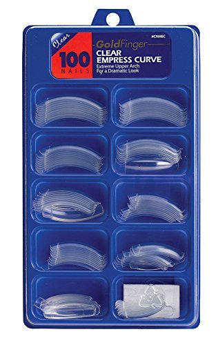 Gold Finger 100 Pcs Acrylic Clear Fake Nails Tip Empress Curve Arch ...