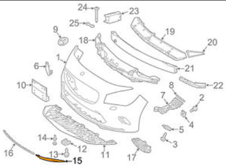 OEM MERCEDES BENZ CLA C117 Front Bumper Left Lower Lip A1178855000 ...