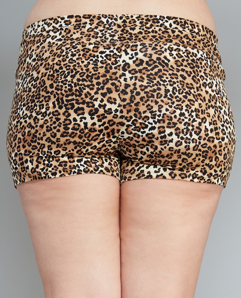 BROWN Animal Leopard Shortie mini Shorts boy-shorts YOGA S M L XL PLUS ...