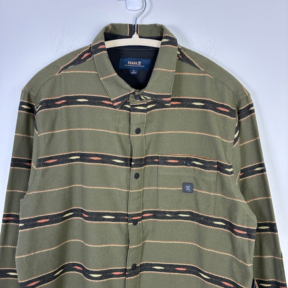 Roark Nordsman Light Flannel Snap Shirt Men's S Antico Military Green ...
