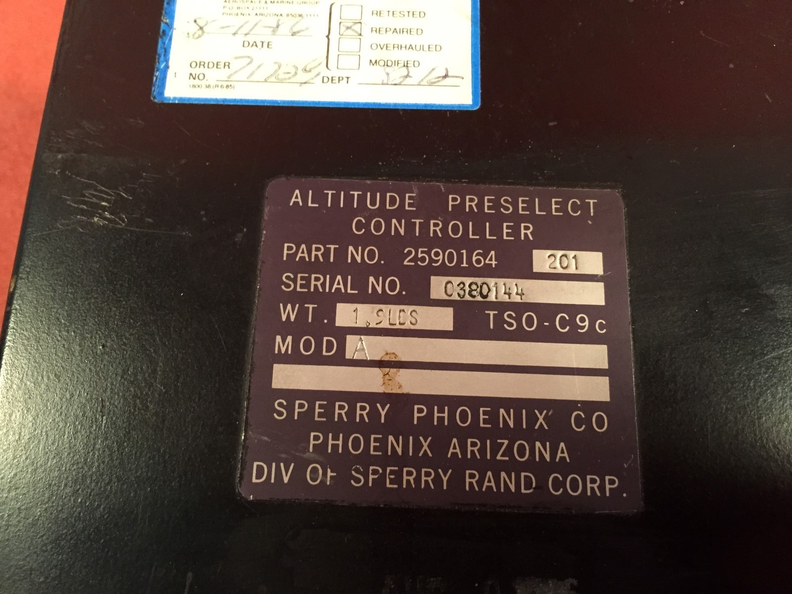 Sperry 2590164-201 Overhauled Altitude Preselect Controller With 8130-3 ...