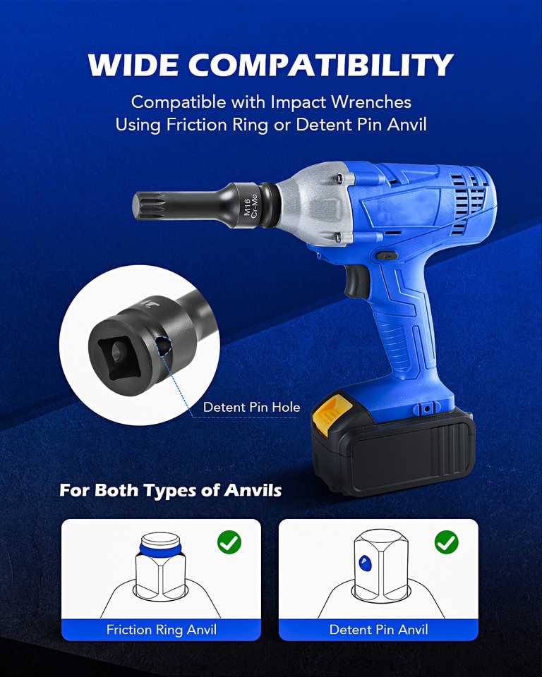 OMT XZN Triple Square Spline Bit Socket Set 1/2 Drive 5mm to 18mm 8 ...