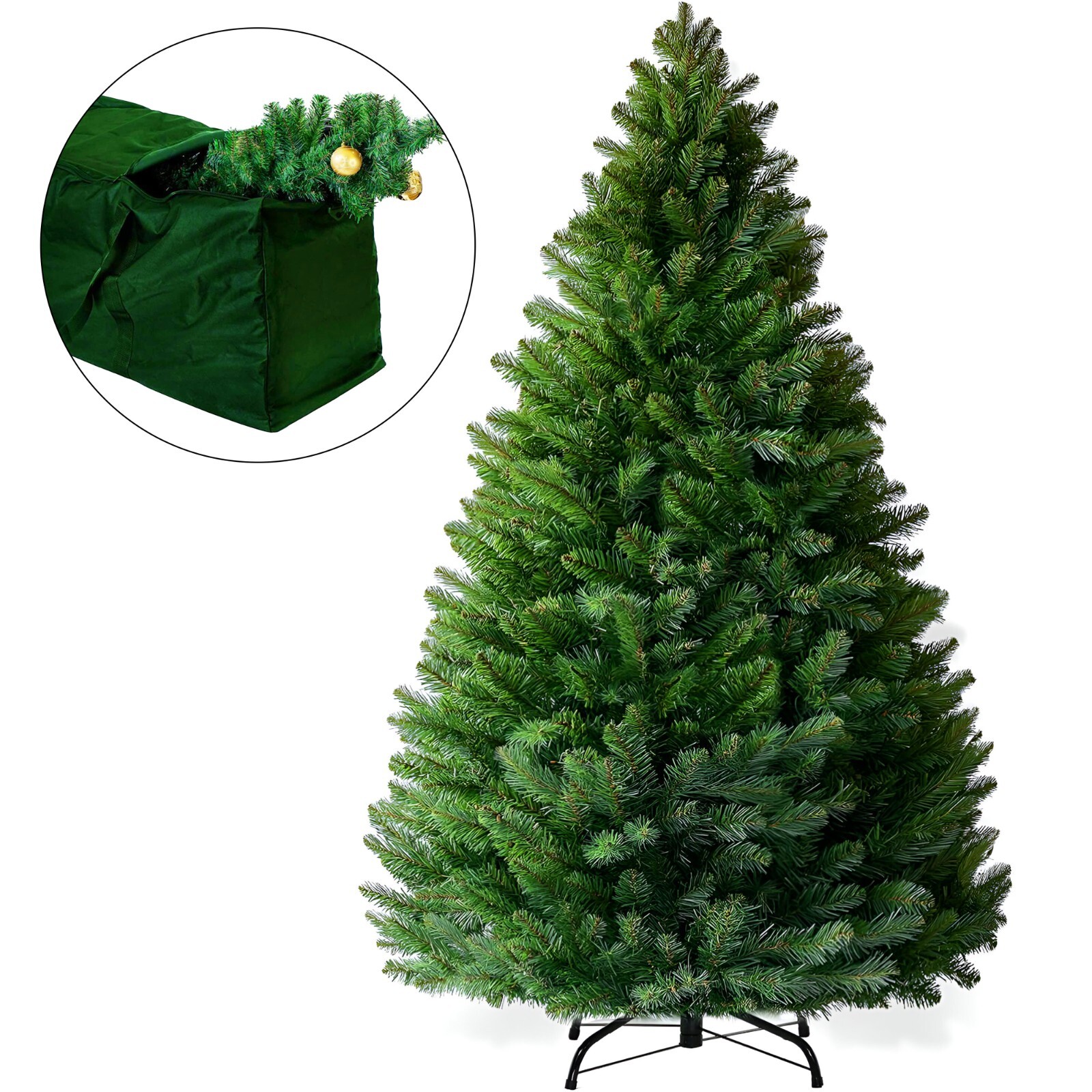 Artificial Bushy Christmas Tree with Storage Bag & Metal Stand | 5ft ...