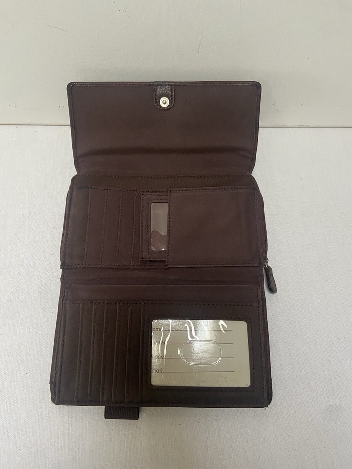 Wilsons Wms Leather Wallet Trifold Brown Pen ID CC Check Book Slots ...