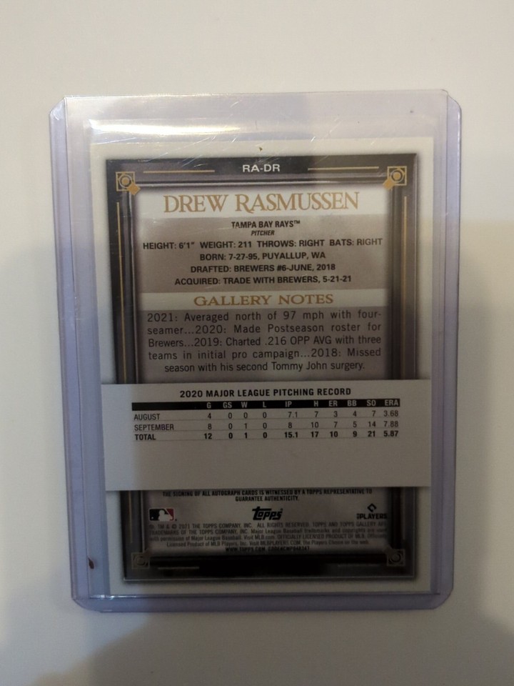 2021 Topps Gallery Rookie Autographs #RADR Drew Rasmussen | eBay