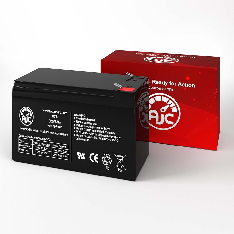 AJC Battery Compatible with Coopower CPH12-7.5 12V 7Ah Sealed Lead Acid ...