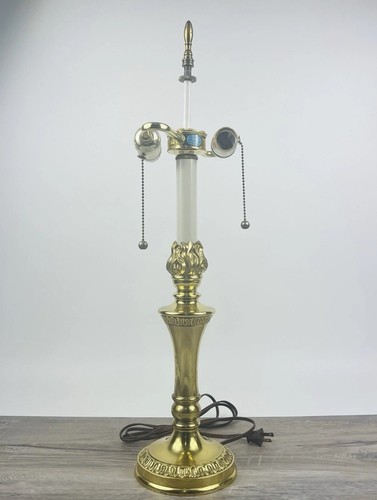 Vintage Stiffel Brass Table Lamp Torch Flame Finial Neoclassical 2 ...