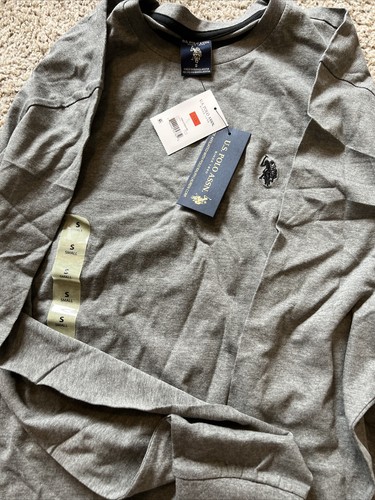 USPA POLO L/S KNIT T-SHIRT~Grey Heather SZ S | eBay