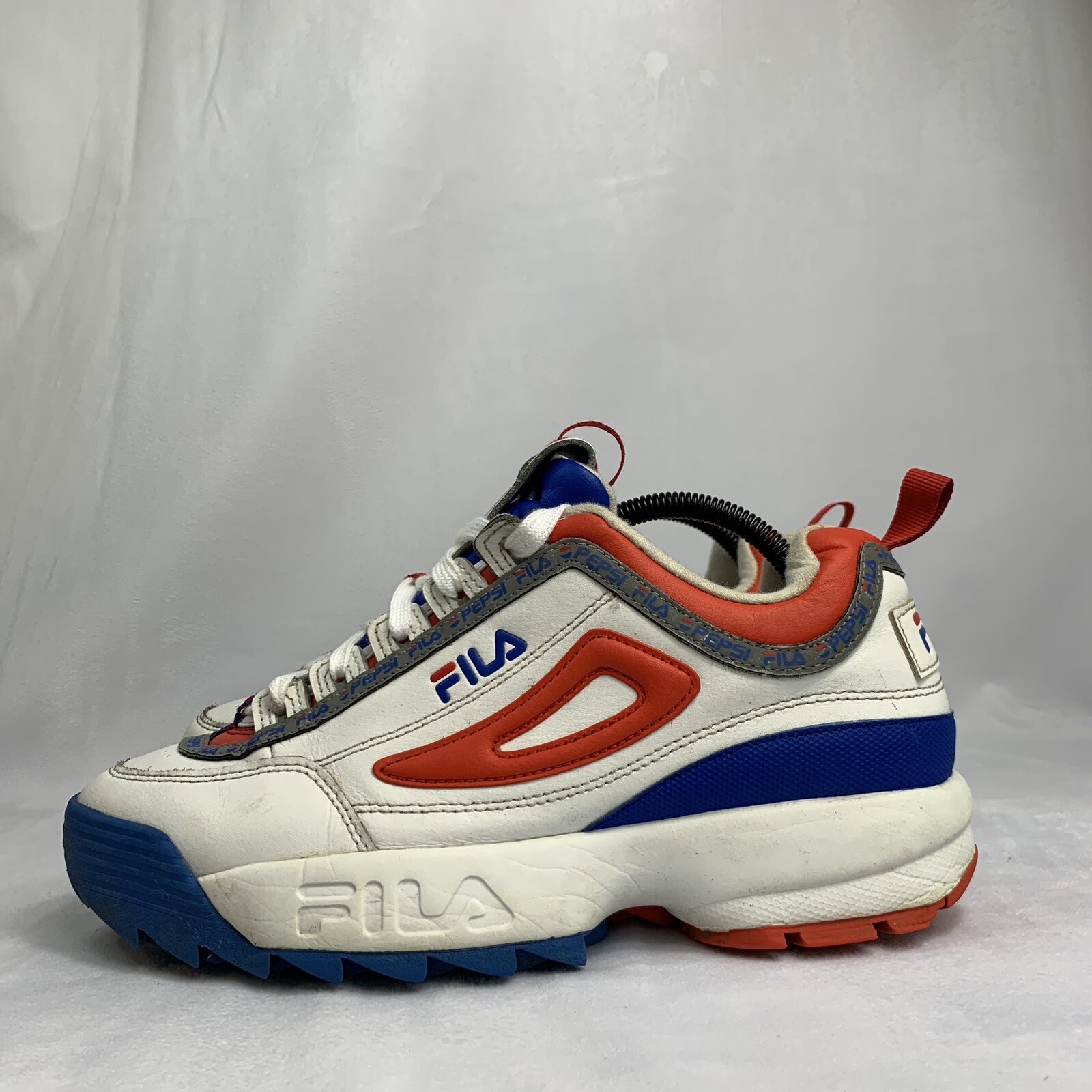 FILA Disruptor II X Pepsi White Red Blue Sneakers 5FM… - Gem