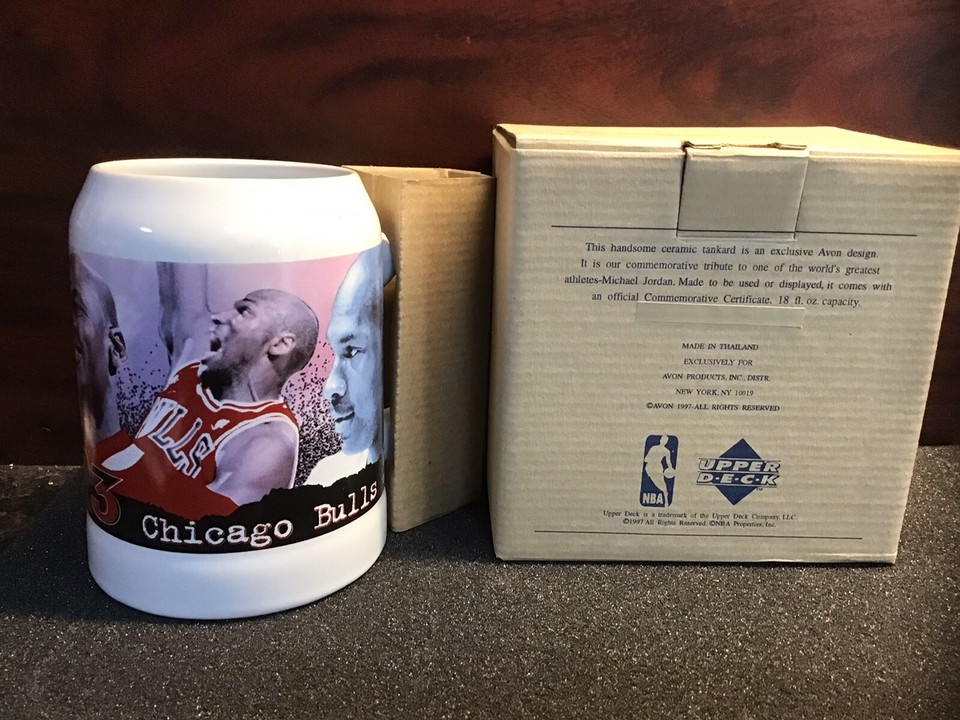1997 MICHAEL JORDAN Avon Collection Commemorative Tankard Stein Ceramic ...