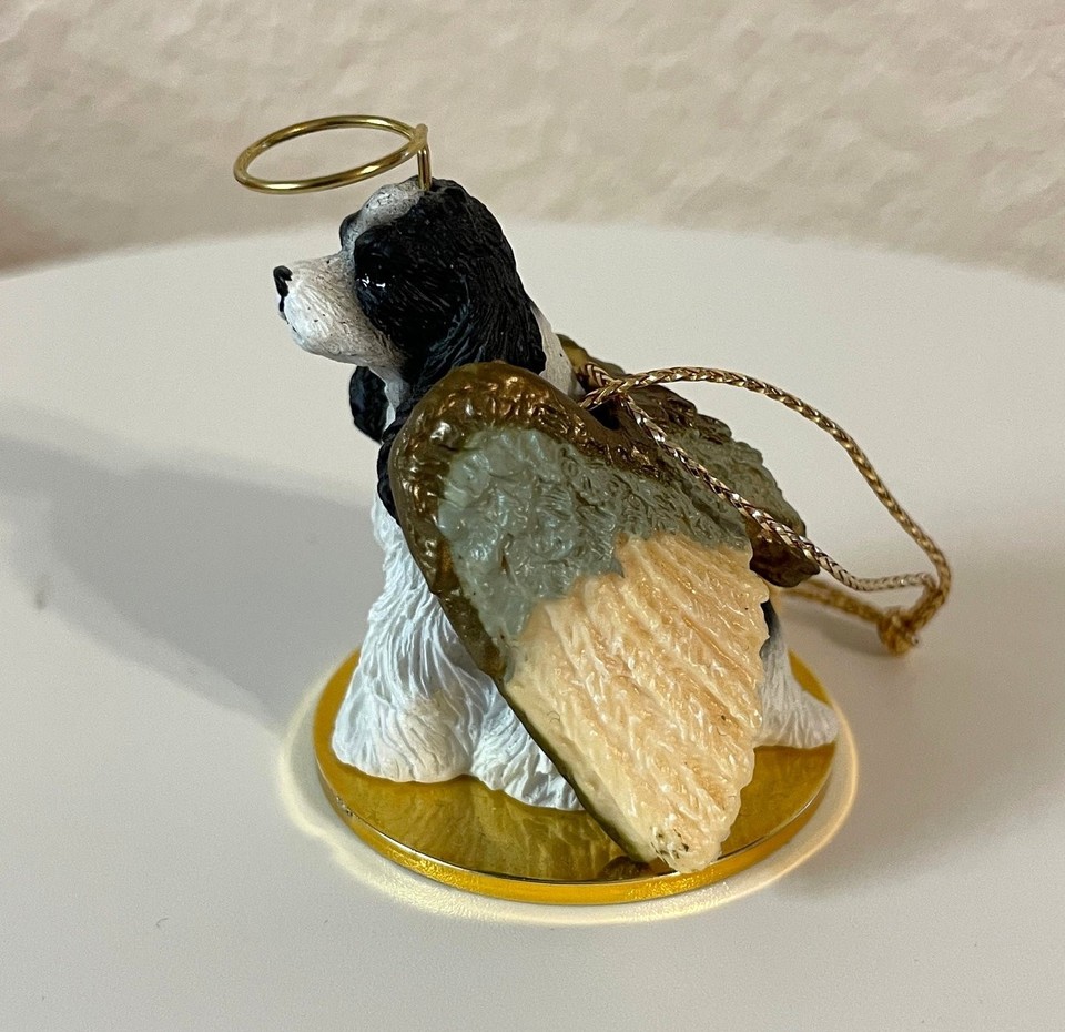 Parti Black/White Angel Cocker Spaniel Resin Figurine Tiny ONES X-Mas ...