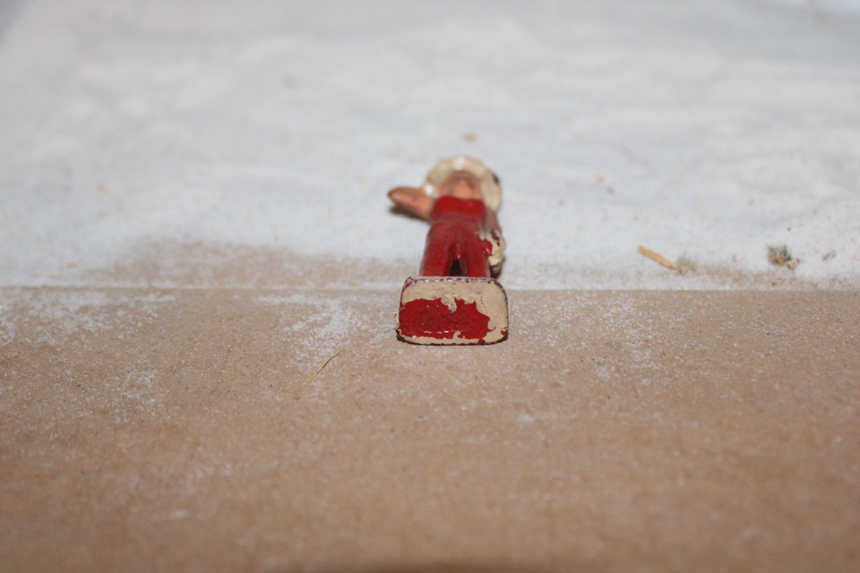 RARE ORIGINAL GREY IRON CAST TOY FIGURE GIRL IN SLACKS AT THE BEACH ...