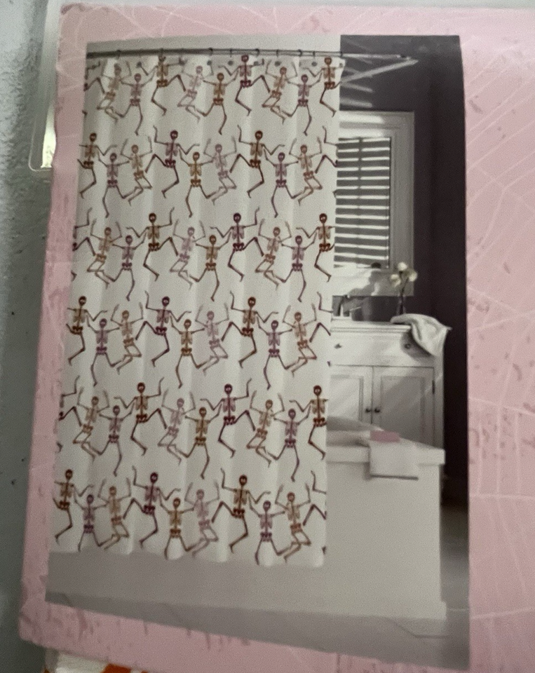 Kassatex Fine Linens Shower Curtain White Cotton With Pink Orange ...