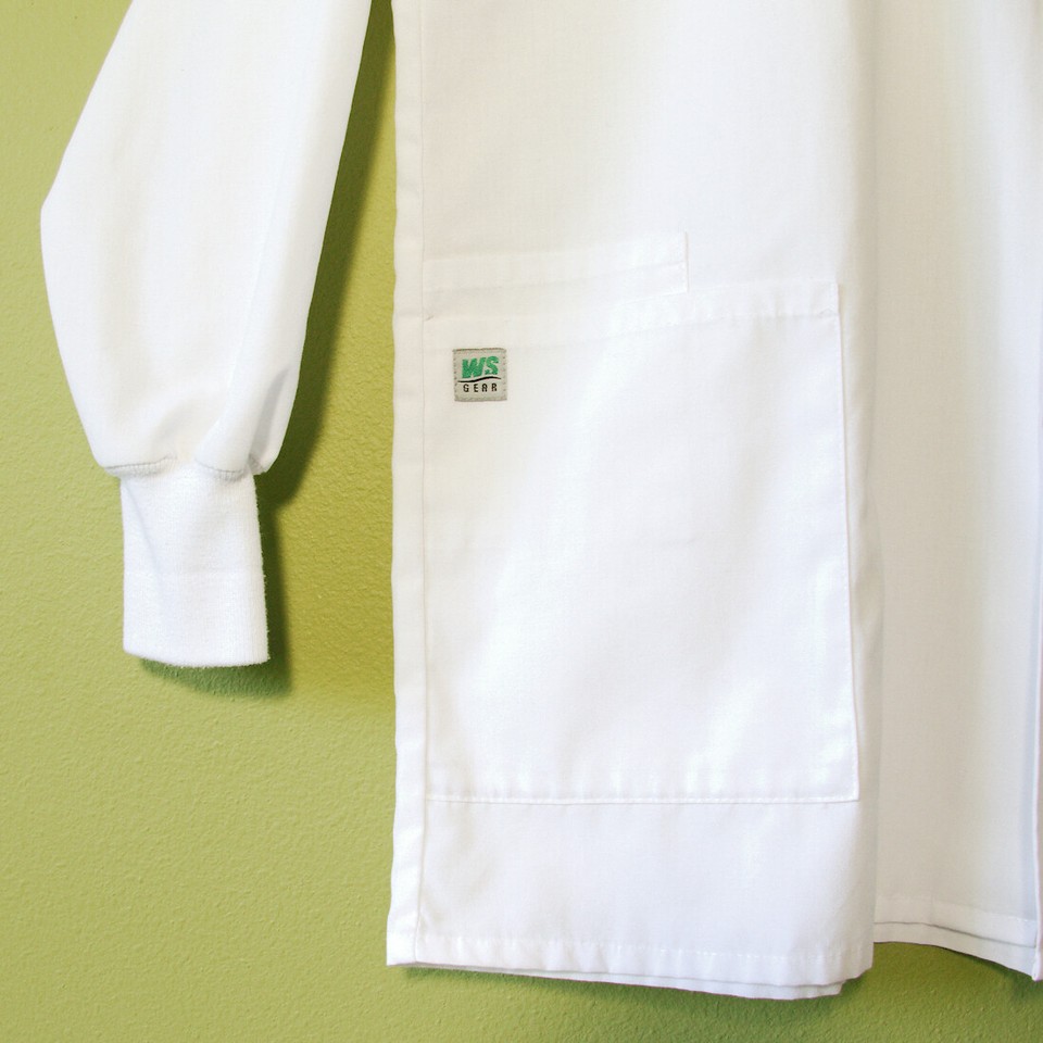 WS Gear Medical Uniform Scrub Jacket 4-Pocket Lab Coat Plain White ...