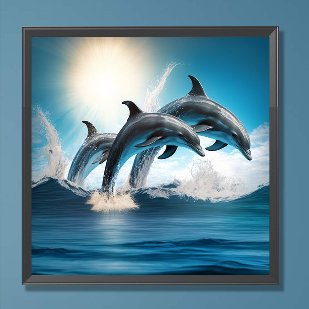 5D DIY Full Round Drill Diamond Painting Dolphin Kit Home Decoration ...