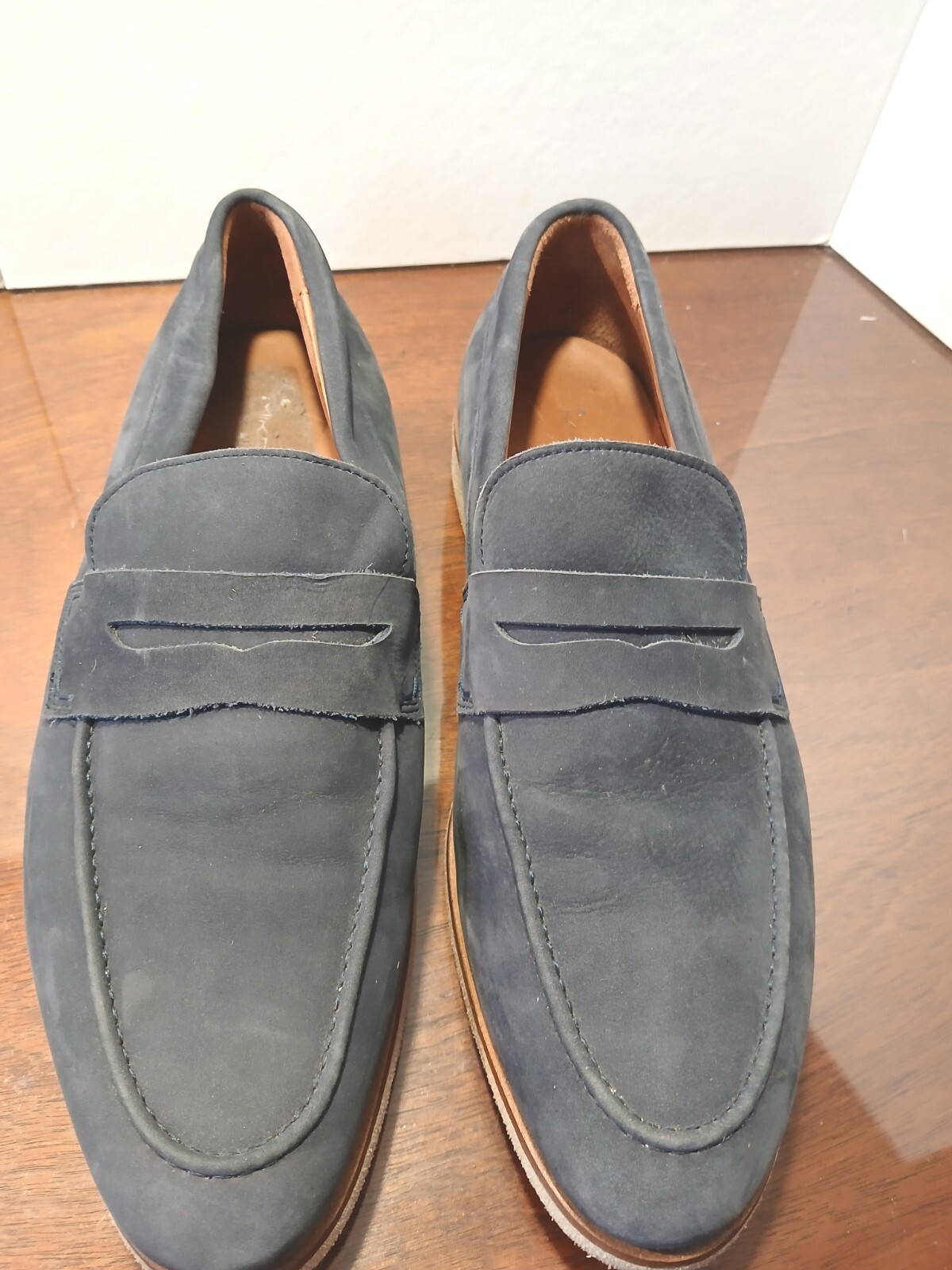 Mike Konos Shoes Made In Italy Blue Men's Suede Penny… - Gem