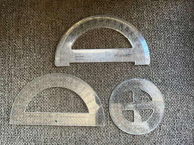 3 Vintage STERLING 535 & 582 Professional & Pickett 6180 Protractors 1/ ...