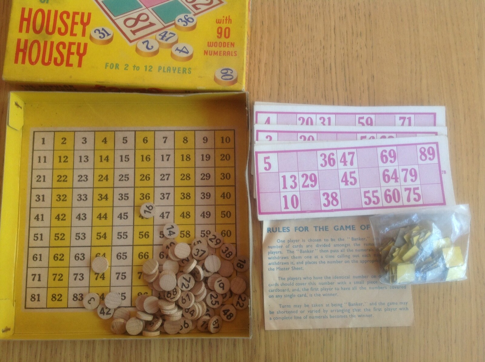 .Vintage Lotto, Bingo Housey Housey Game 1950/1960's Complete Wooden ...