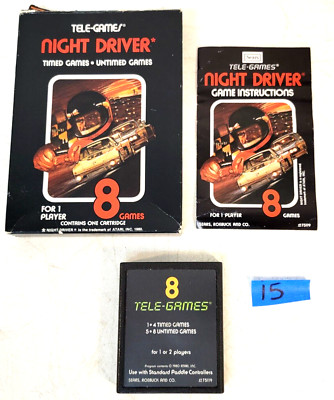 1980 Atari Tele Games Night Driver #8 Sears Timed Games Unlimited Games ...