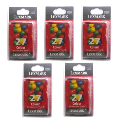 5x Original Lexmark Cartouches 27 pour Z617 Z640 Z645 I3 Z13 Z23 Z25 ...