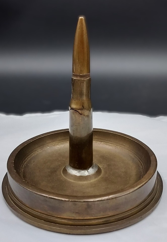 Vintage Signed and Dated WW II Heavy Solid Brass Trench Art Bullet ...