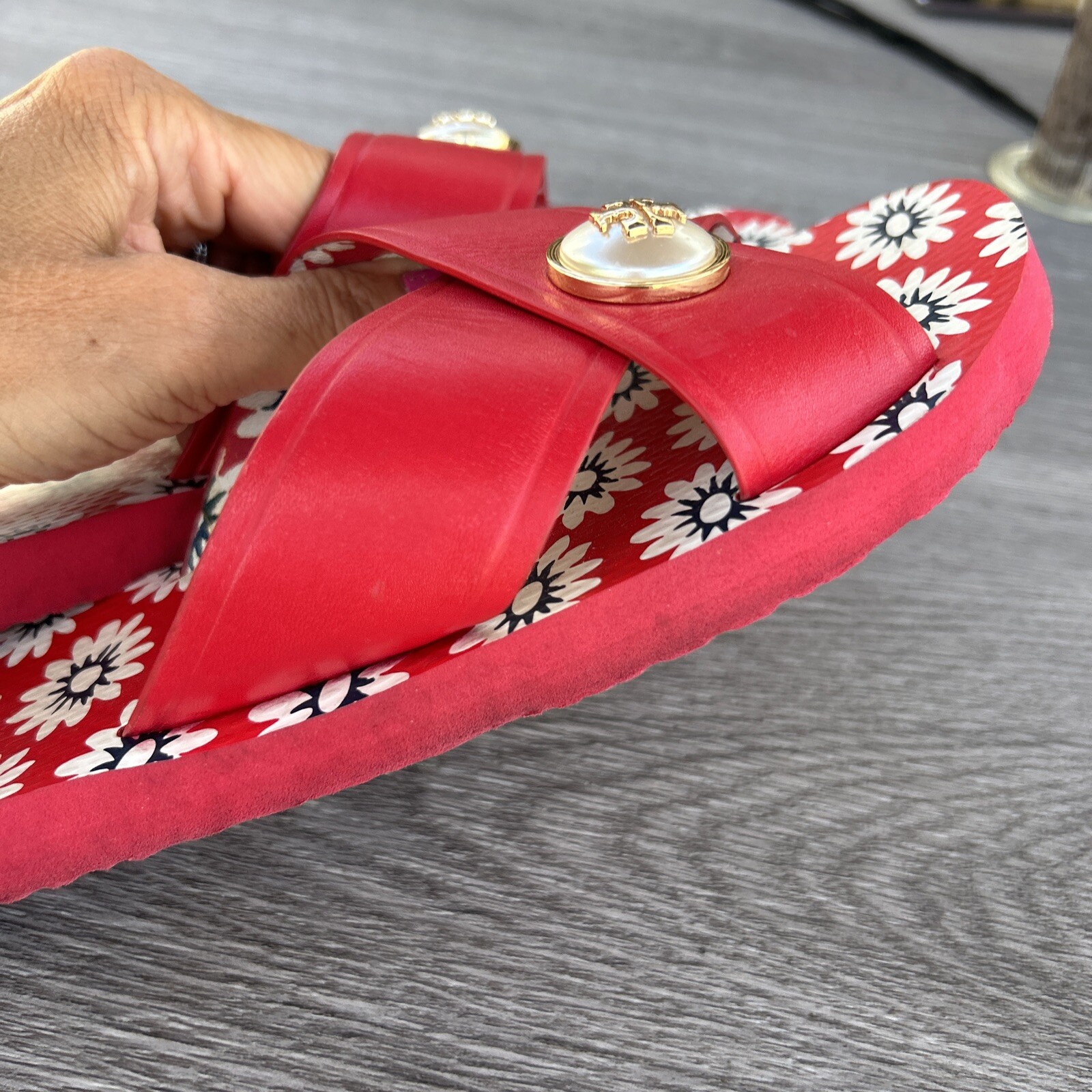 Tory Burch Melody Leather Cris Cross Pool Slides Sa… - Gem