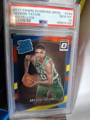 PSA 10 2017-18 Donruss Optic Jayson Tatum Red Yellow Prizm Rookie RC ...