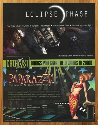 2008 Catalyst Game Labs Eclipse Phase/Paparazzi Print Ad/Poster RPG ...