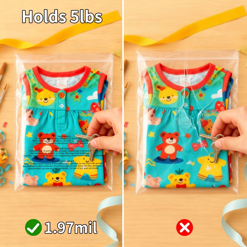 Clear Poly Bags with Suffocation Warning Self Seal Merchandise ...