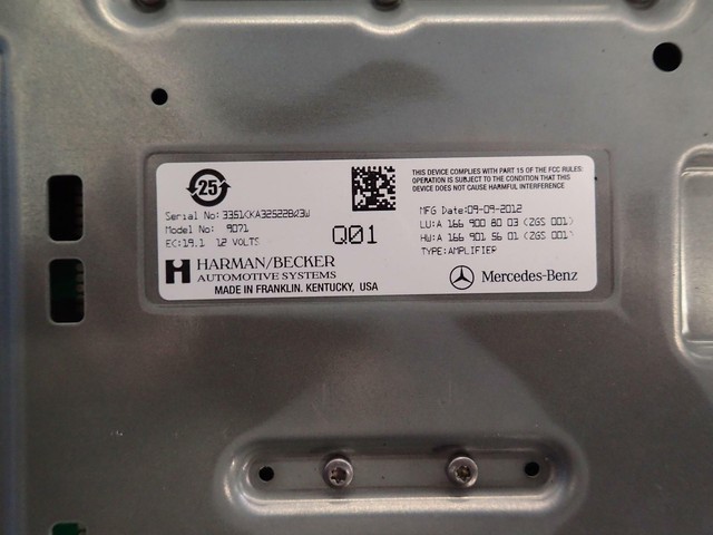Harman Becker Amplifier Fits 15 MERCEDES Ml-class Ml350 1669008003 for ...