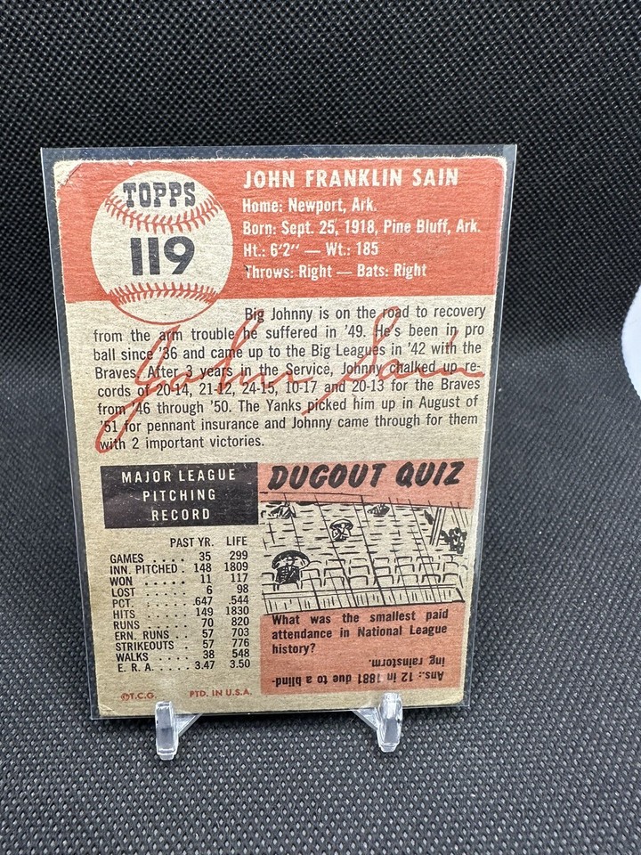 1953 Topps Set-Break #119 John Sain GR | eBay