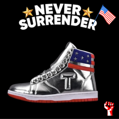 NEW TRUMP SILVER SNEAKER USA 2024 Never Surrender America High Tops ...