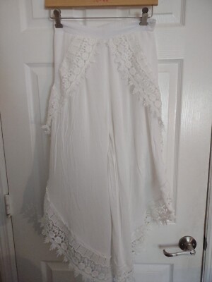 Solitaire Beach Palazzo Pants White S Crochet Trim | eBay