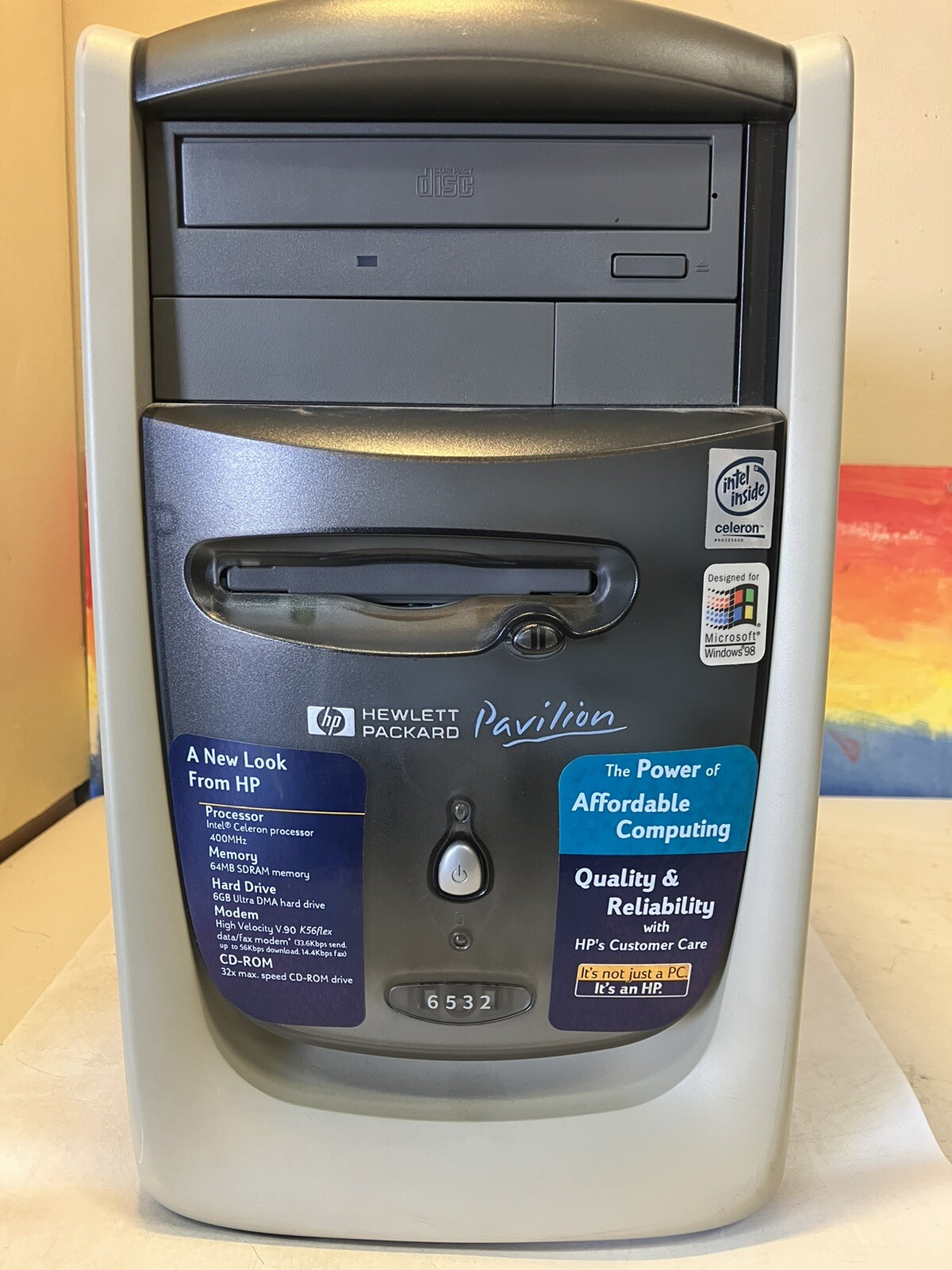 ~ Vintage HP Pavilion 6532 Desktop PC W/ Celeron 400MHz , 64MB RAM ...