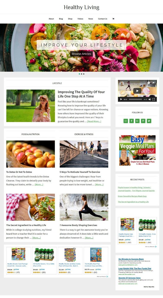 * HEALTHY LIVING * store blog affiliate website business for sale AUTO ...