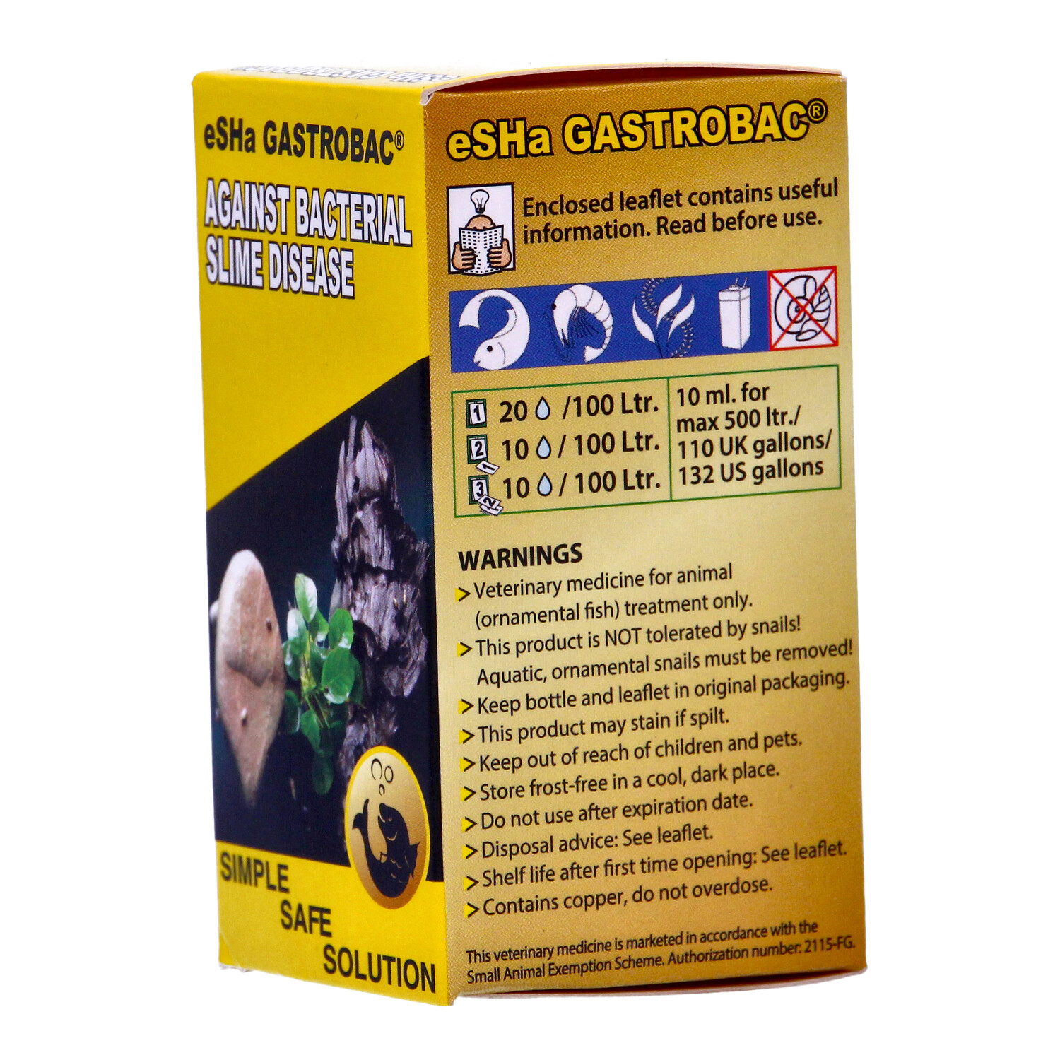 eSHa GASTROBAC SLIME DISEASE SNAIL TREATMENT KILLER 10ml AQUARIUM WAS ...