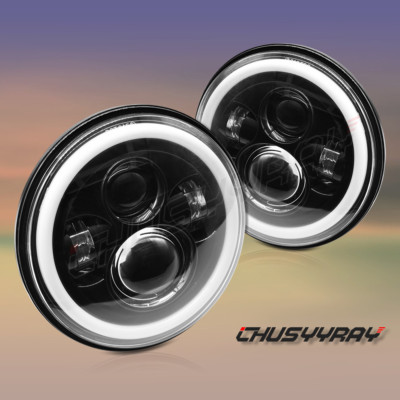 Pair HALO For Chevy Chevelle 1971 1972 1973 7INCH LED Headlights HI/LO ...