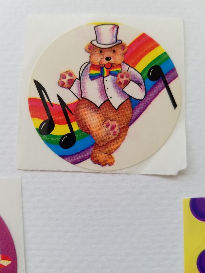 Vintage 80s Lisa Frank stickers RARE HTF Cat piano bear felix rainbow ...