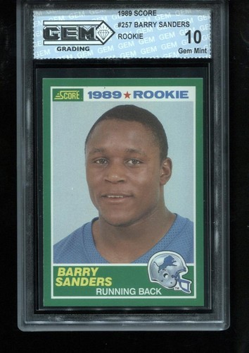 Barry Sanders Rookie Card RC 1989 Score #257 NFL Lions GEM MINT 10 | eBay