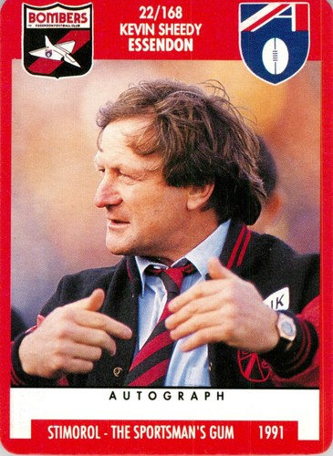 1991 ESSENDON BOMBERS AFL Card KEVIN SHEEDY Scanlens | eBay Australia